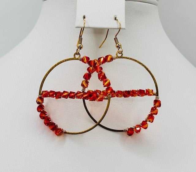 Women's Fire Opal Crystal Wrapped Earrings | Cynthia Burge Jewelry Designs