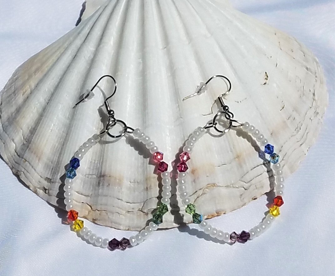 Multicolored Crystal Hoop Earrings | Cynthia Burge Jewelry Designs
