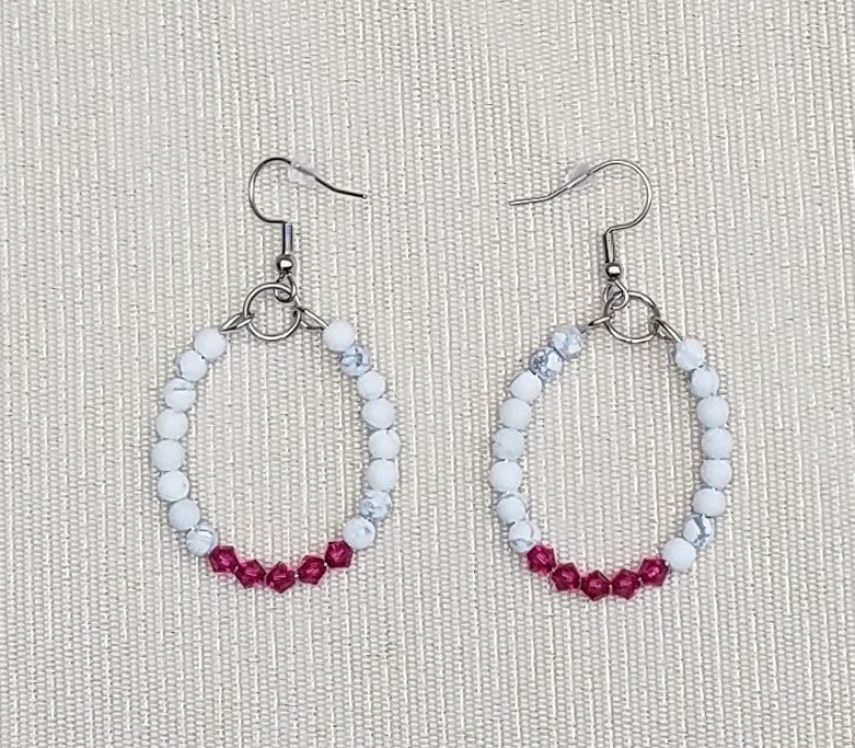 Howlite & Crystal Hoop Earrings | Cynthia Burge Jewelry Designs